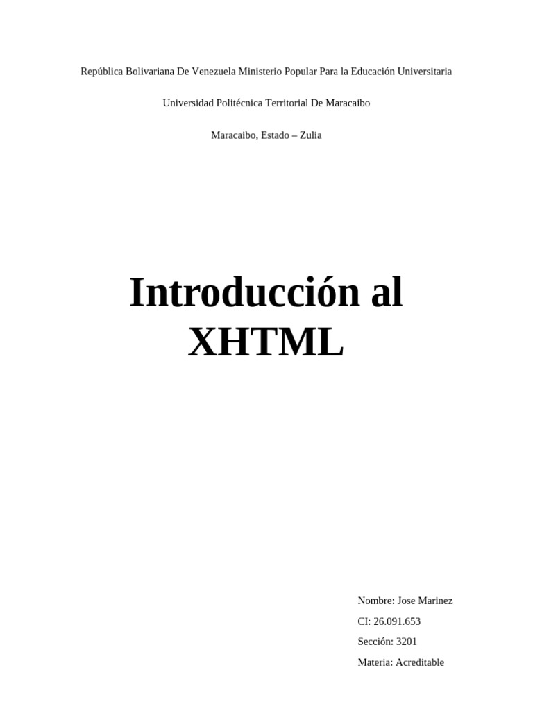 Introduccion Al XHTML | PDF | Xhtml | HTML