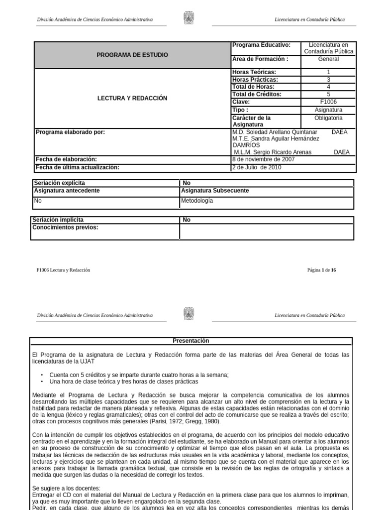 F1006 Lectura y Redaccion | PDF | Ensayos | Comunicación