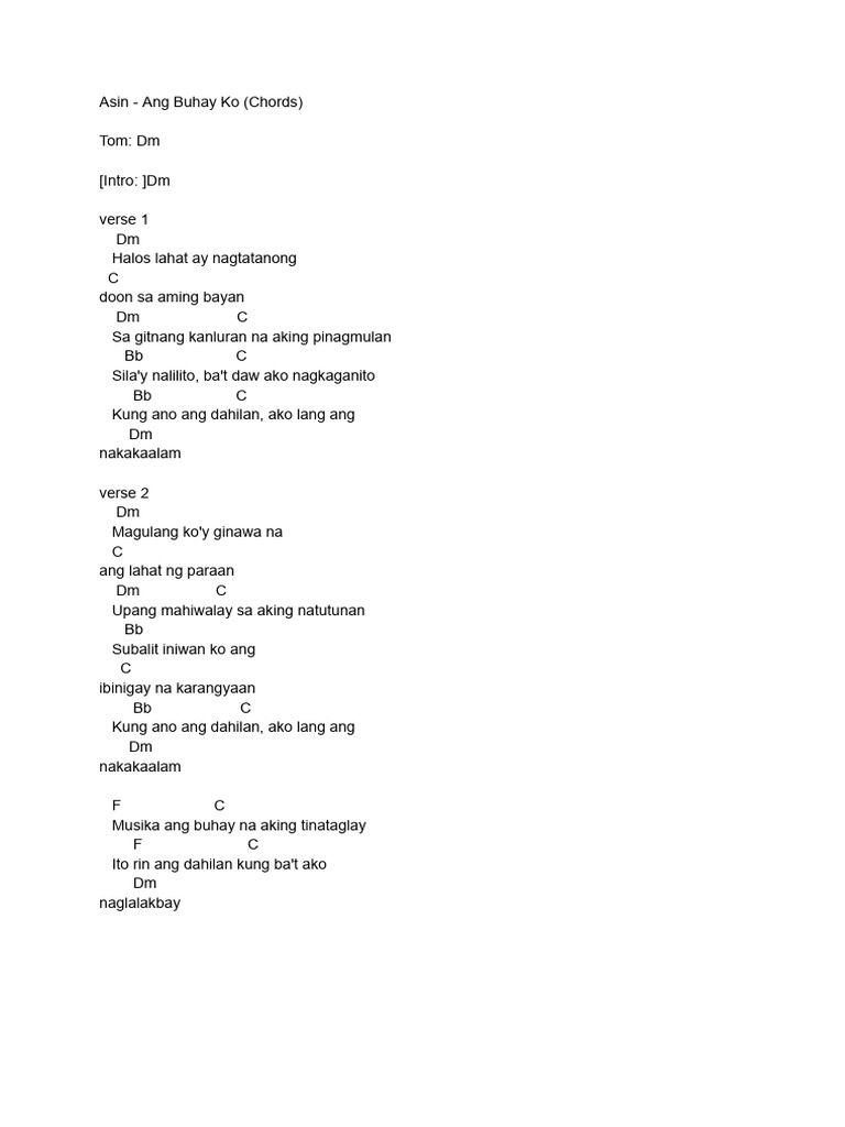 Chords Asin Ang Buhay Ko | PDF