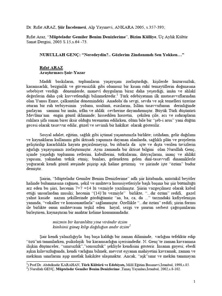 Rifat Araz Nurullah Genc Inceleme | PDF