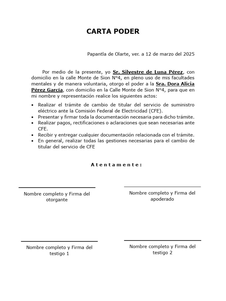 CARTA PODER Cfe | PDF