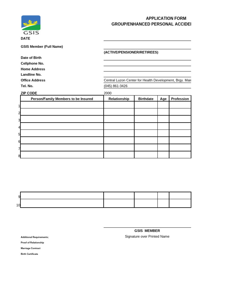 2024 Gsis Gpai Form (Blank) - 2232 | PDF | Insurance | Financial Services