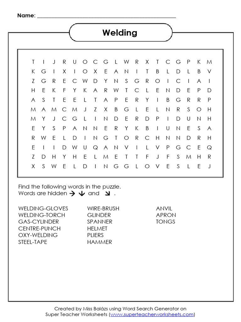 Welding Word Puzzle - Intermediate | PDF | Word Puzzles | Puzzles