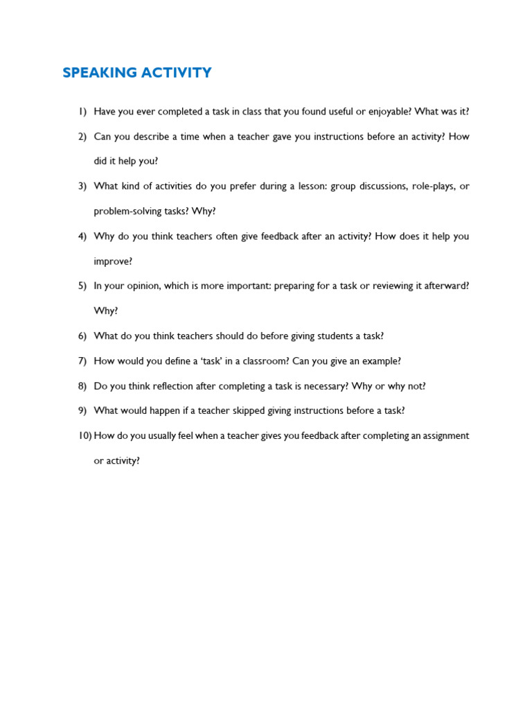 Speaking Activity | PDF