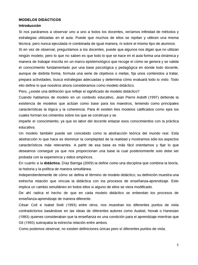 Modelos Didacticos | PDF | Aprendizaje | Enseñando