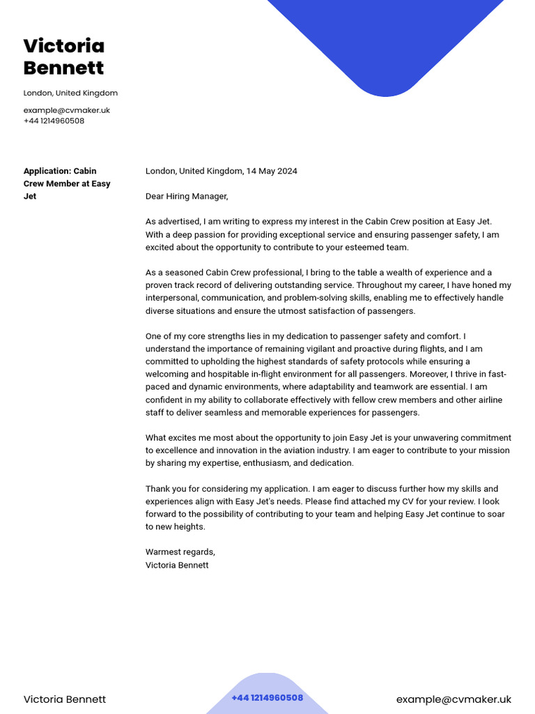 Example Cover Letter Cabin Crew Ffd86f | PDF | Flight Attendant | Transport