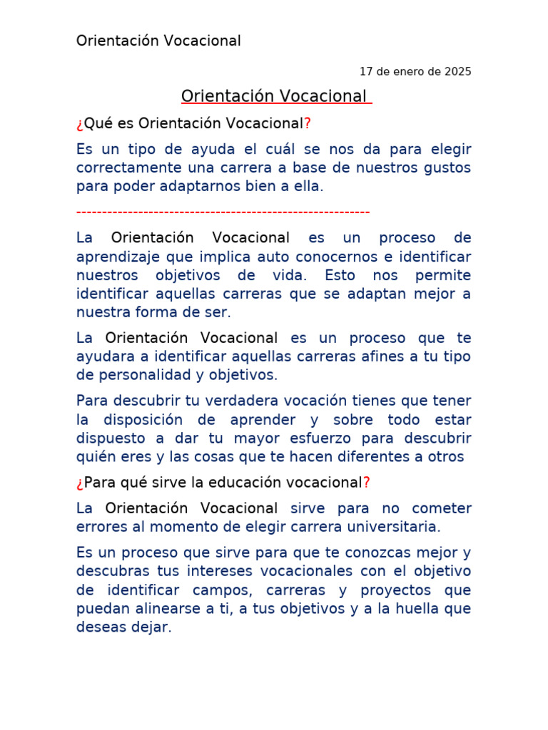 Educación Vocacional | PDF