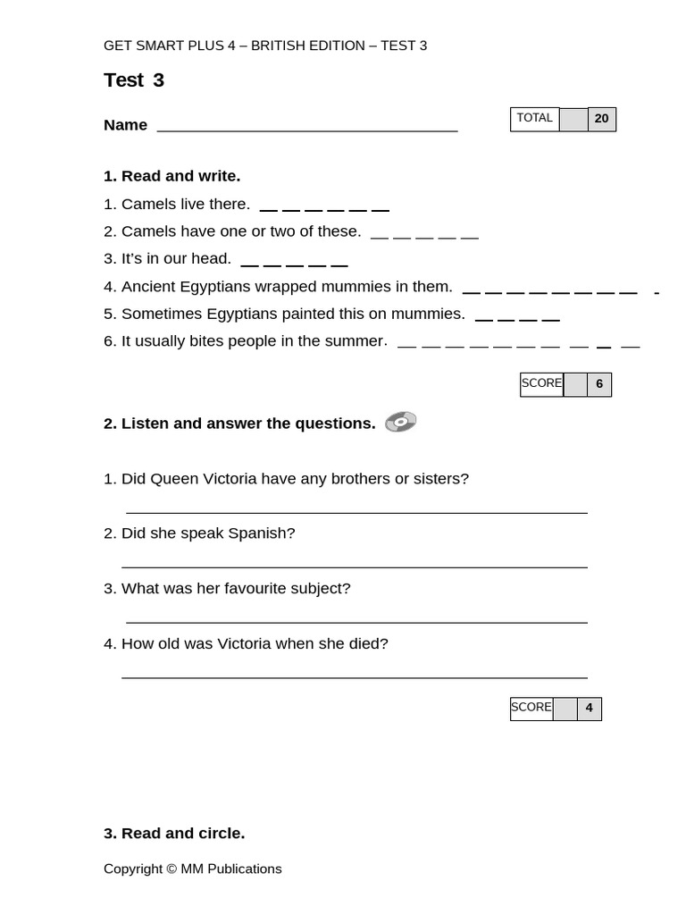 Get Smart Plus 4_Test 3 | PDF
