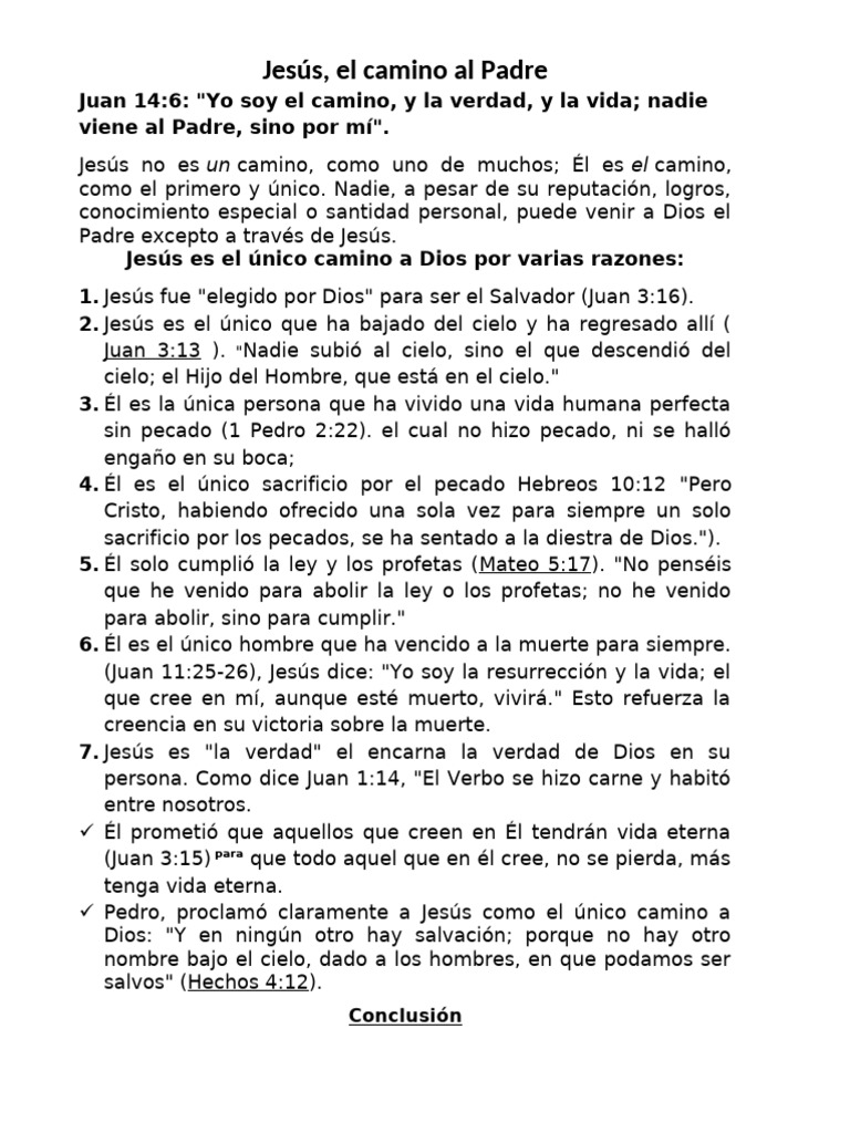Jesús: Único Camino al Padre | PDF | Pecado | Jesús
