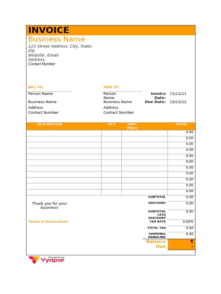 Simple Invoice Format in Word | PDF