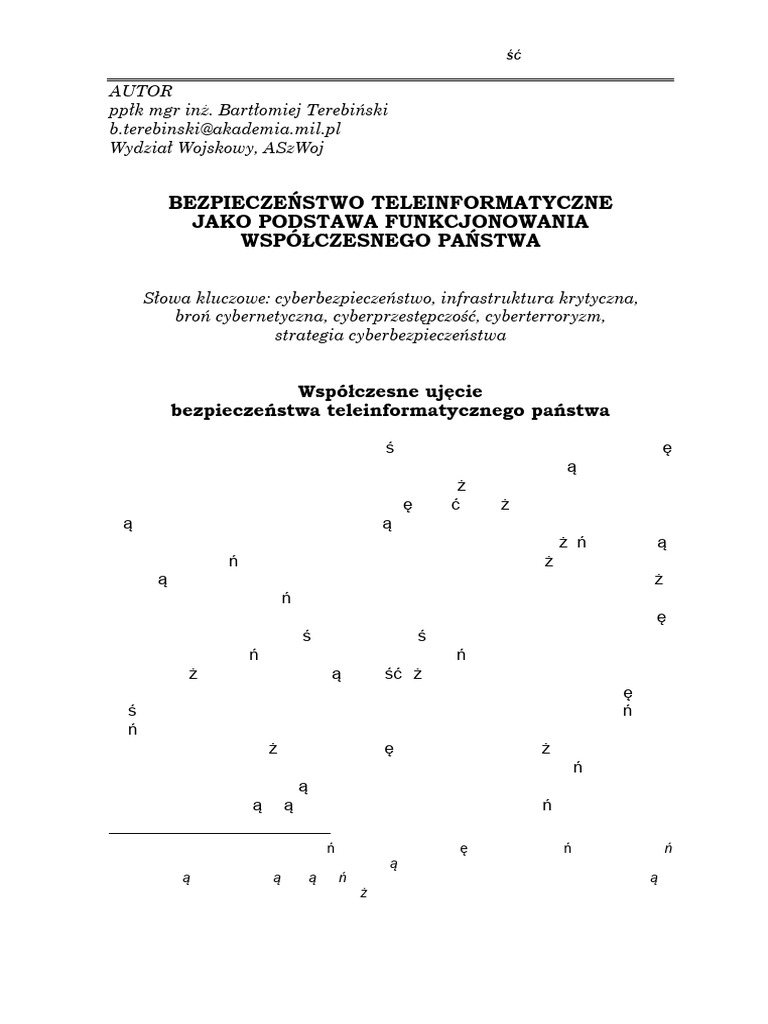 Terebi Ski Bart Omiej, BEZPIECZE STWO TELEINFORMATYCZNE JAKO PODSTAWA ...