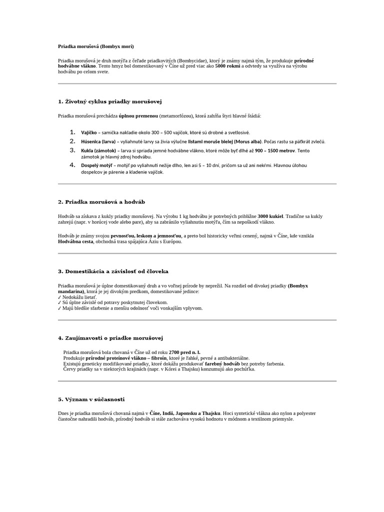 Priadka Morušová | PDF