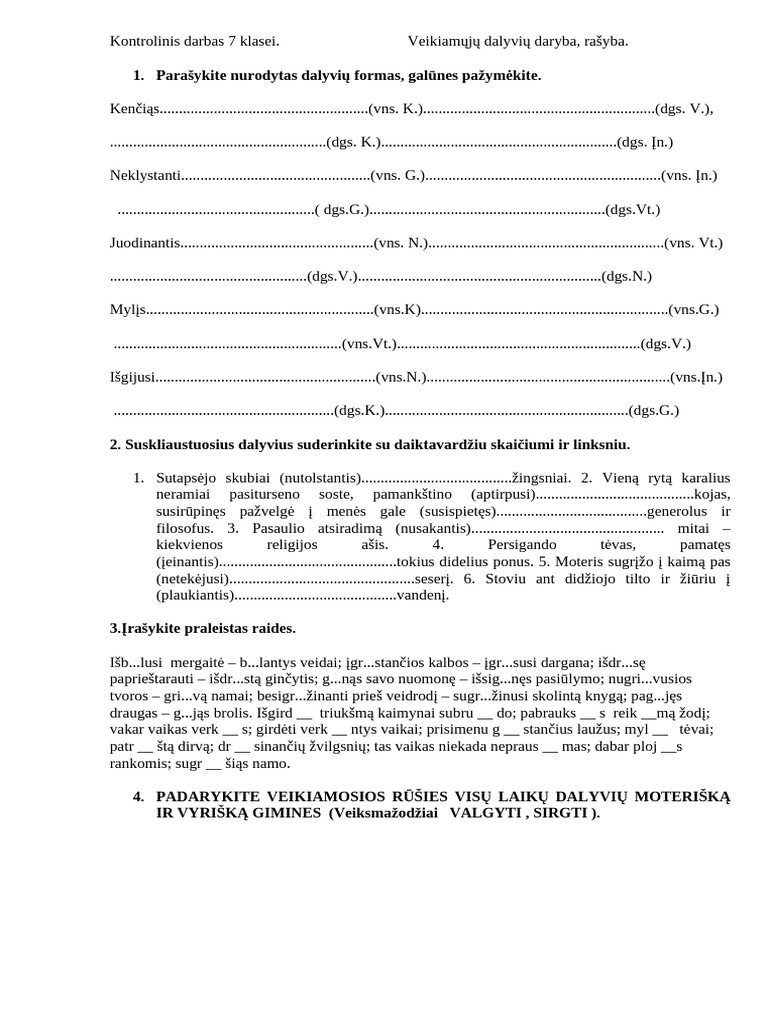 Kontr D 7 KL Veikiamieji Dalyviai | PDF