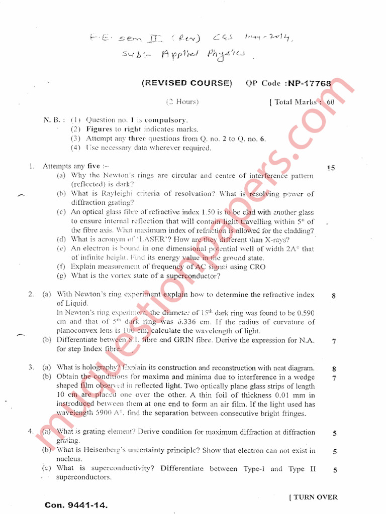Fe Sem2 Phy2 May14 | PDF