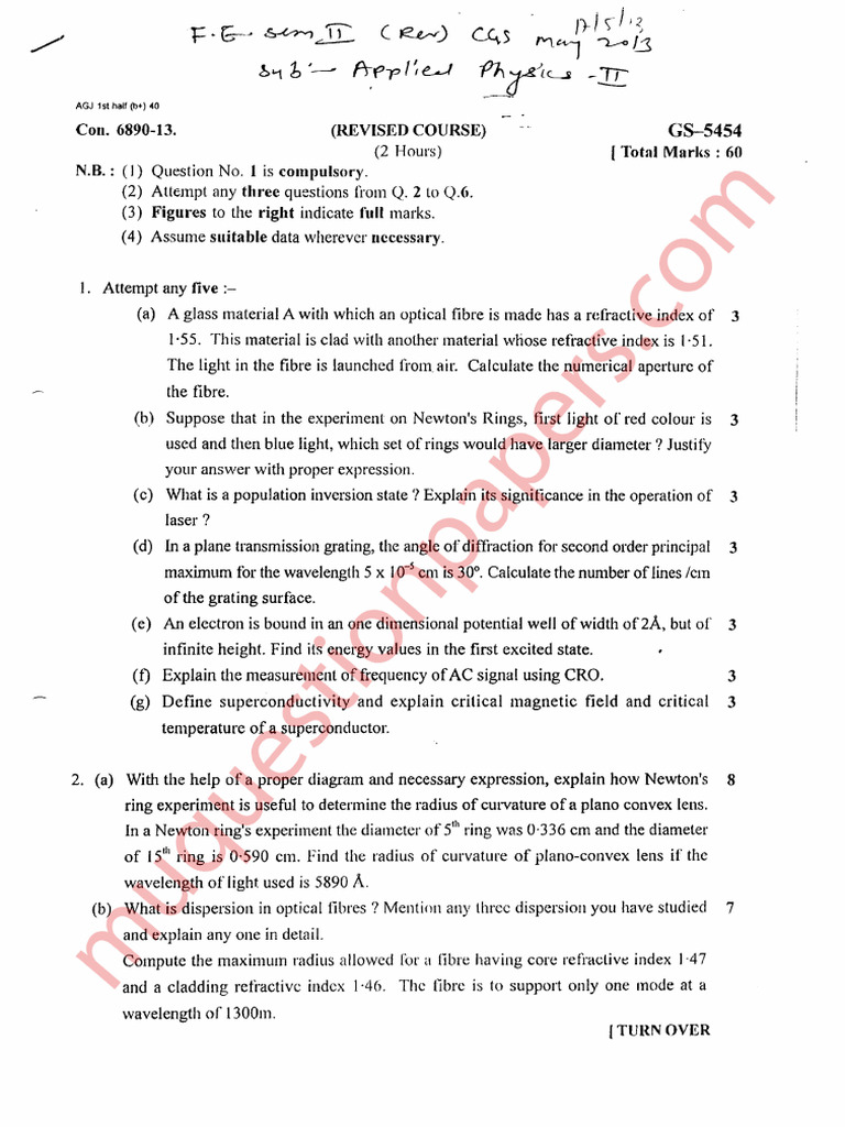 Fe Sem2 Phy2 May13 | PDF