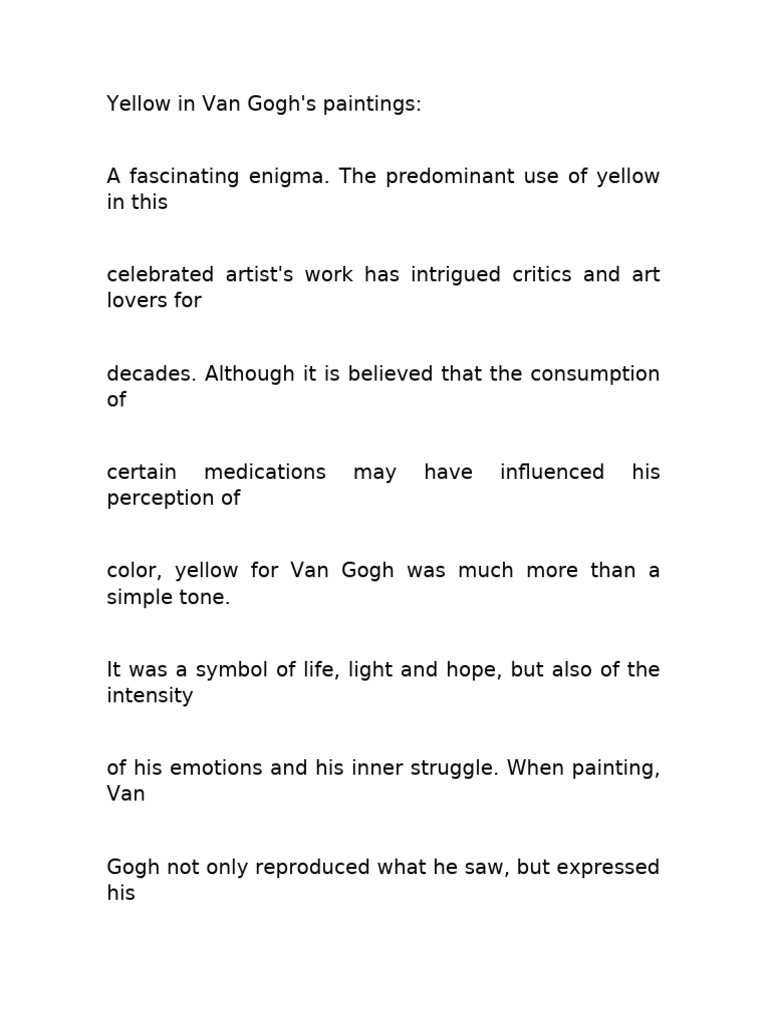 Van Gogh's Symbolism of Yellow | PDF
