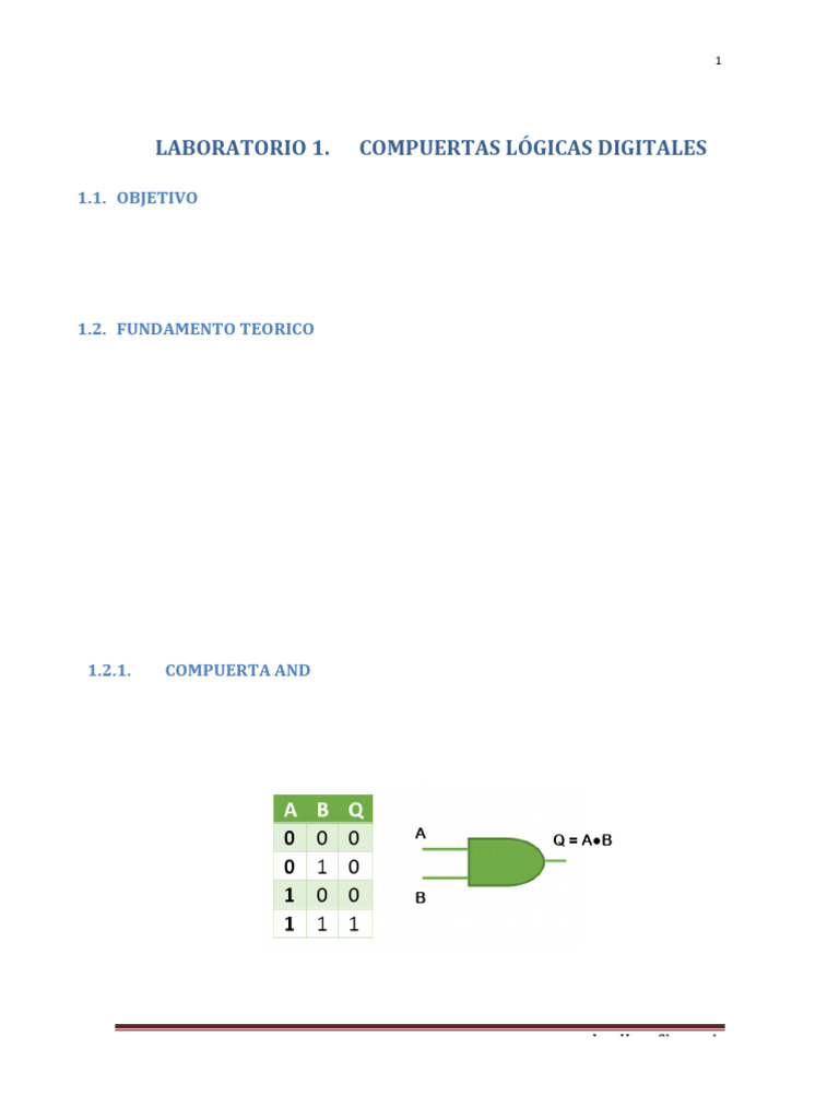 Compuertas Lógicas Digitales: Laboratorio 1 | PDF | Puerta lógica ...