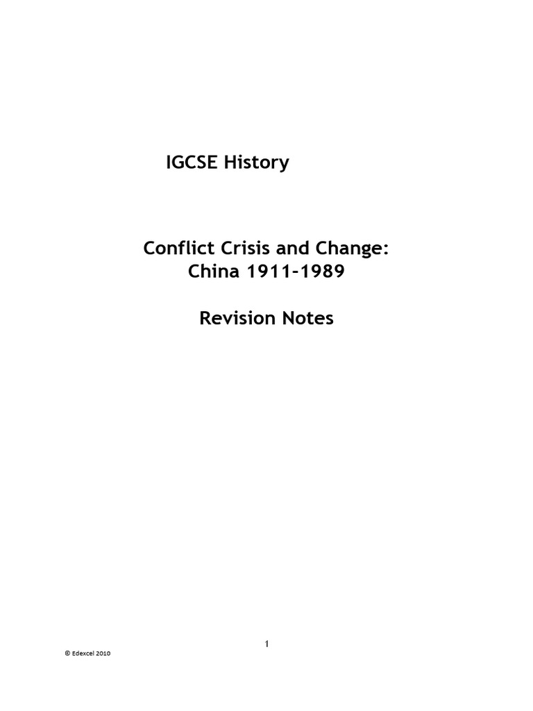 IGCSE History: China 1911-1989 Notes | PDF | Chinese Civil War | Mao Zedong
