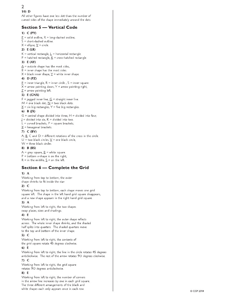NVR 11 Plus Samples Answer Sheets | PDF