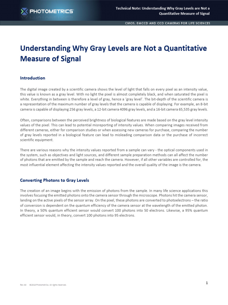 Gray Levels vs. Signal Quantification | PDF | Charge Coupled Device ...