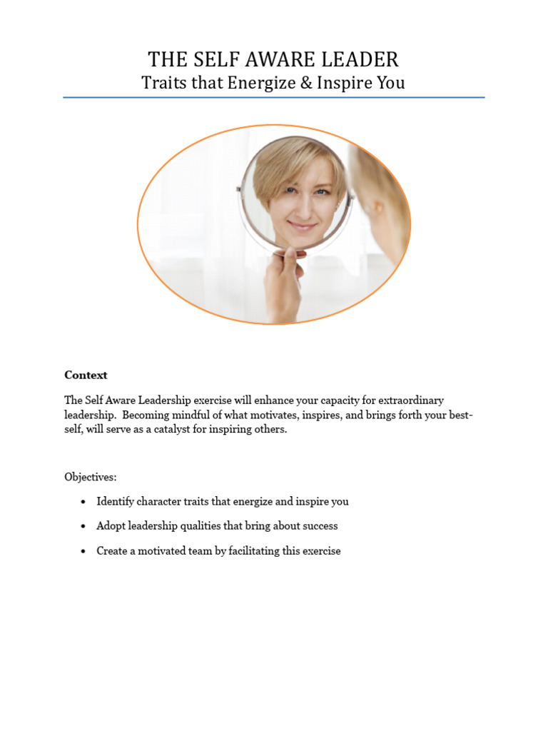 Self-Aware Leadership Traits Exercise | PDF | Leadership | Self Awareness