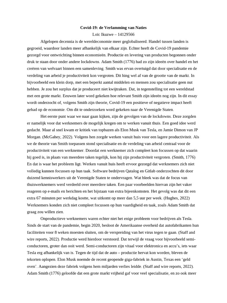 Adam Smith Assignment Re-Sit | PDF