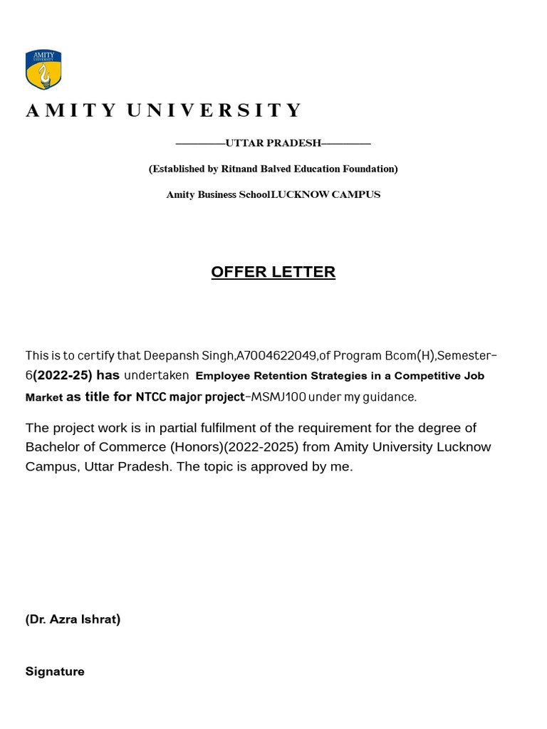 Offer Letter (Sample) PDF | PDF