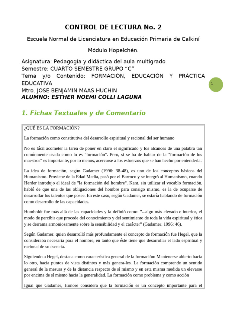 TREJO-CONTROL DE LECTURA No 4 ESC. NORMAL | PDF | Enseñando | Maestros