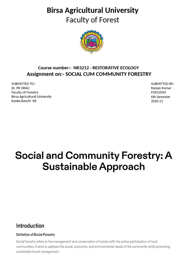 Social Forestry | PDF