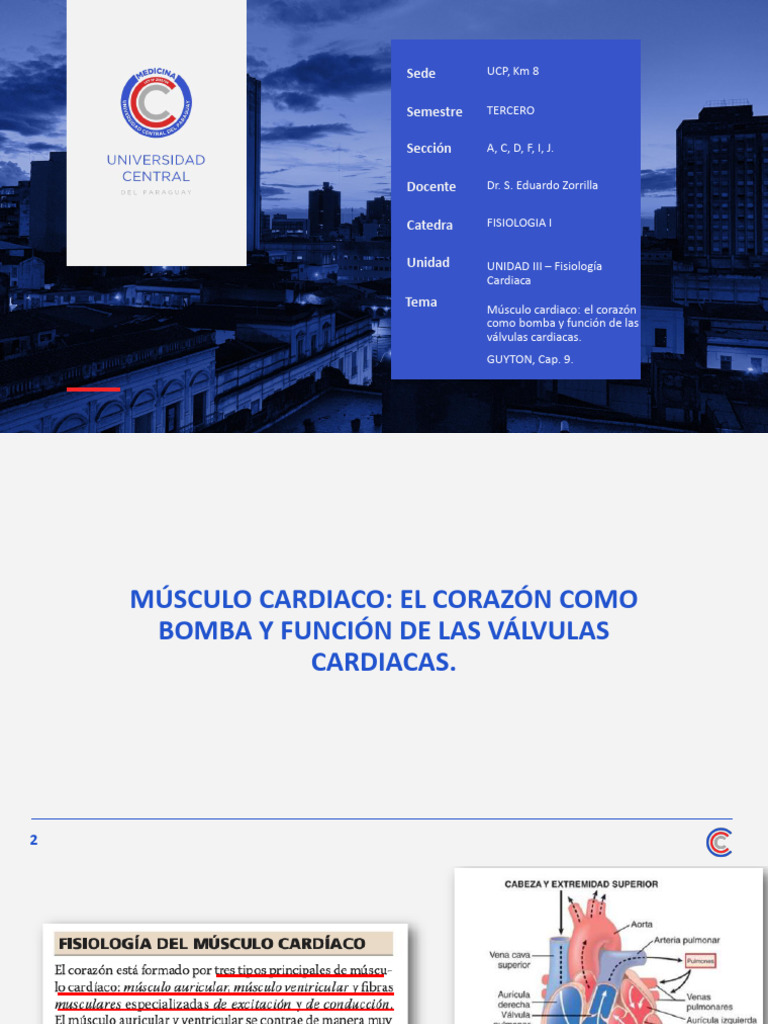 Unidad III - Músculo Cardiaco, Bomba Cardiaca y Válvulas Cardiacas. | PDF
