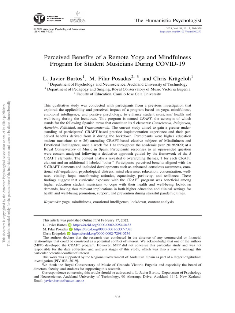 Perceived Benefits of a Remote | PDF | Positive Psychology | Mindfulness