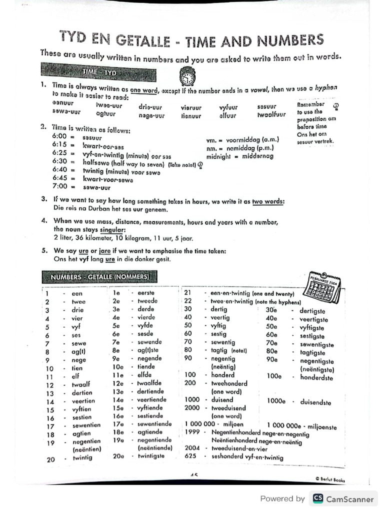 Afkortings, Tyd en Getalle | PDF