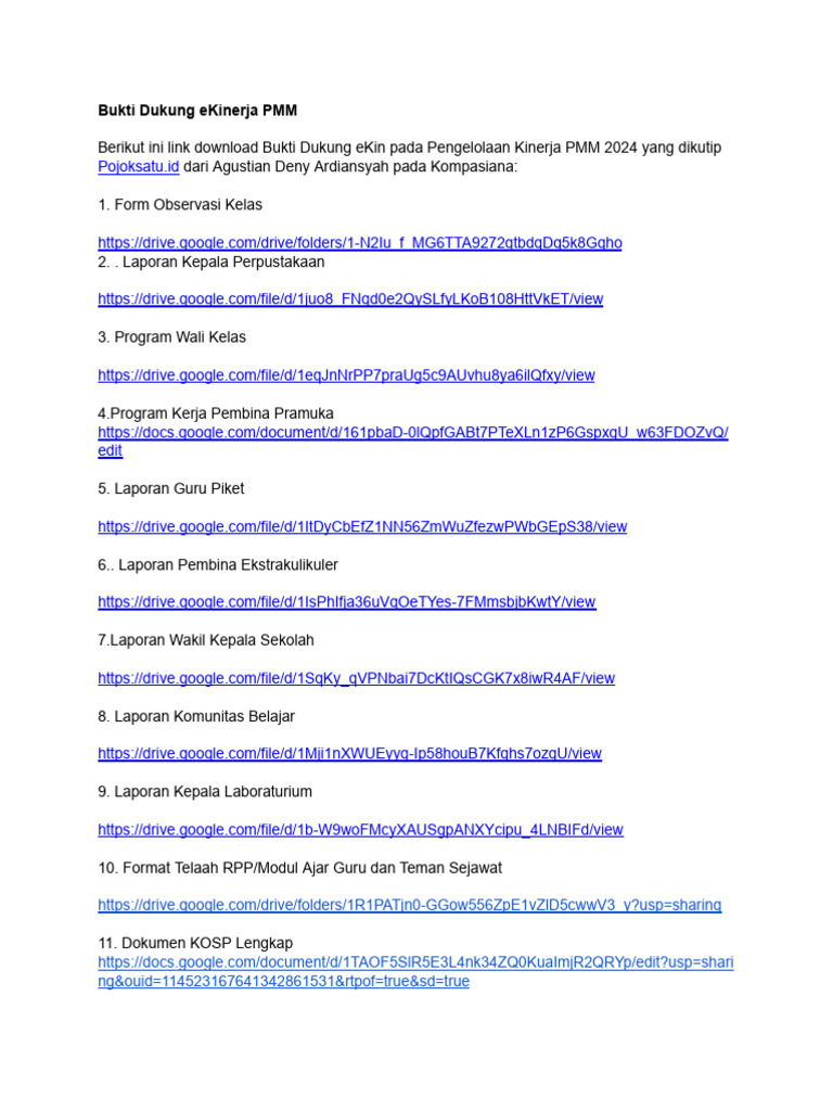 Bukti Dukung Ekinerja PMM Dan Perangkat Ajar | PDF