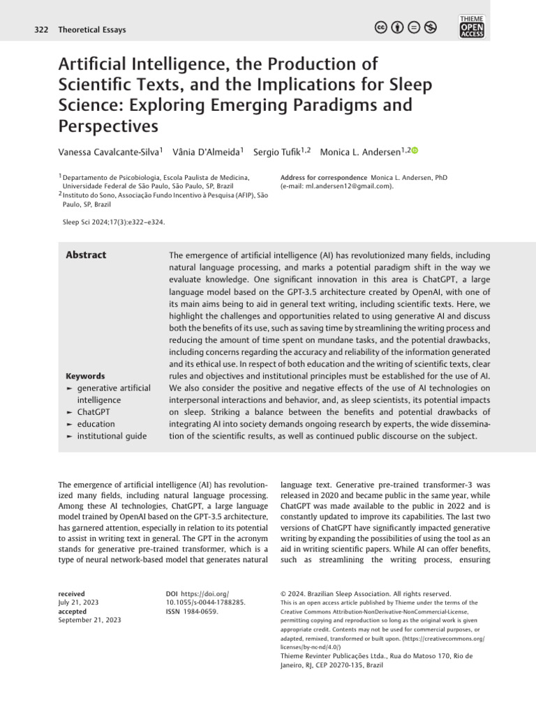 AI's Impact on Scientific Writing and Sleep | PDF | Sleep | Artificial ...