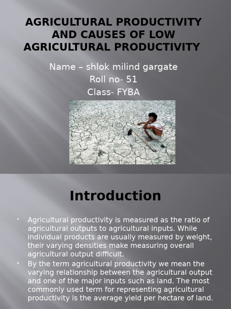 Agricultural Productivity and Causes of Low Agricultural Productivity ...