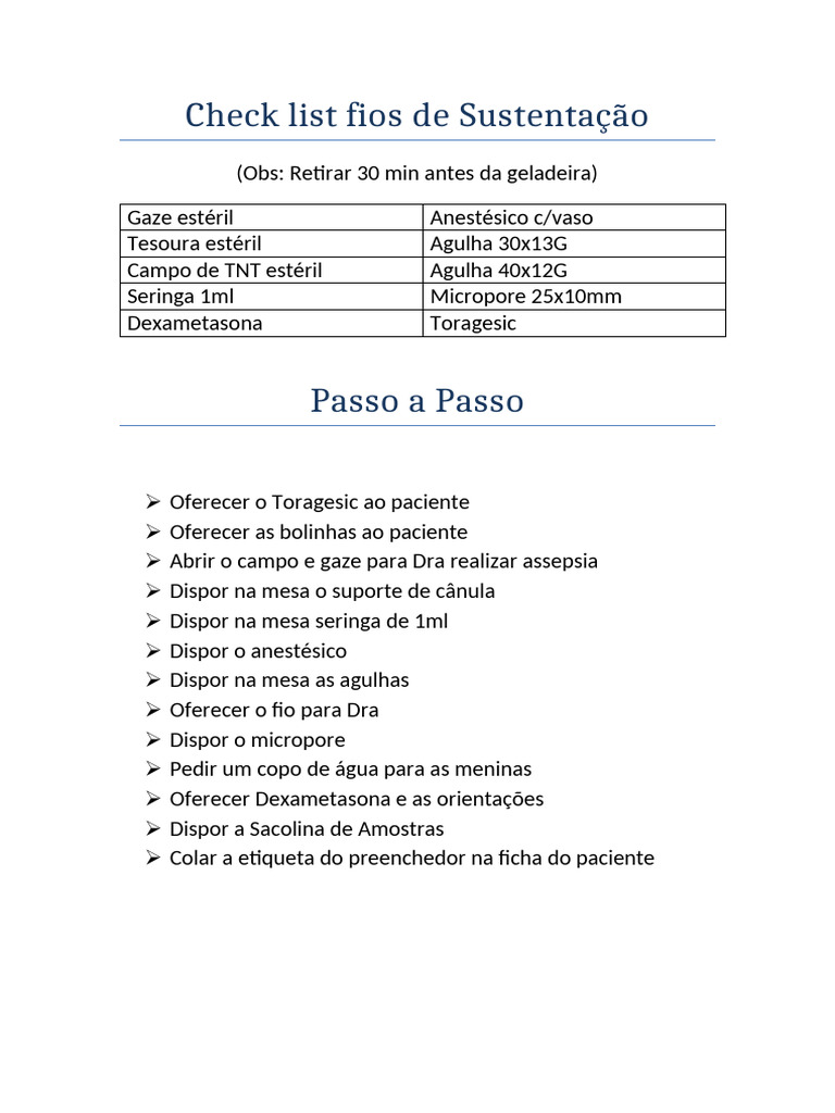 Check List Procedimentos | PDF | Medicina Clínica | Especialidades médicas