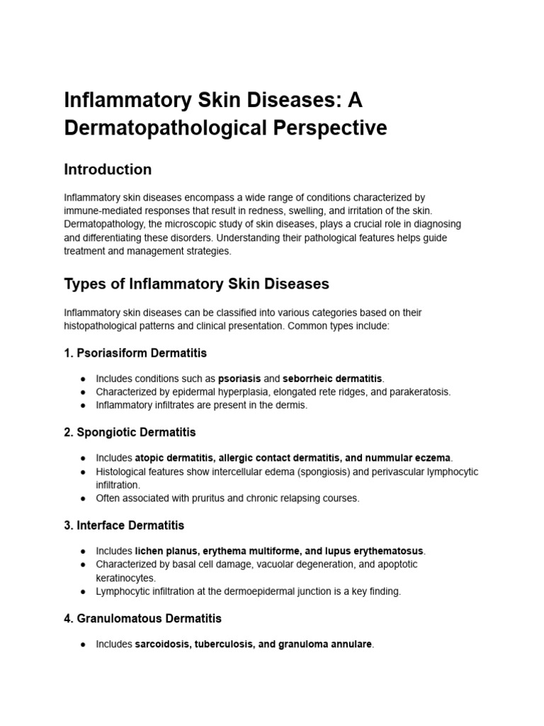Inflammatory Skin Diseases Overview | PDF | Dermatitis | Psoriasis