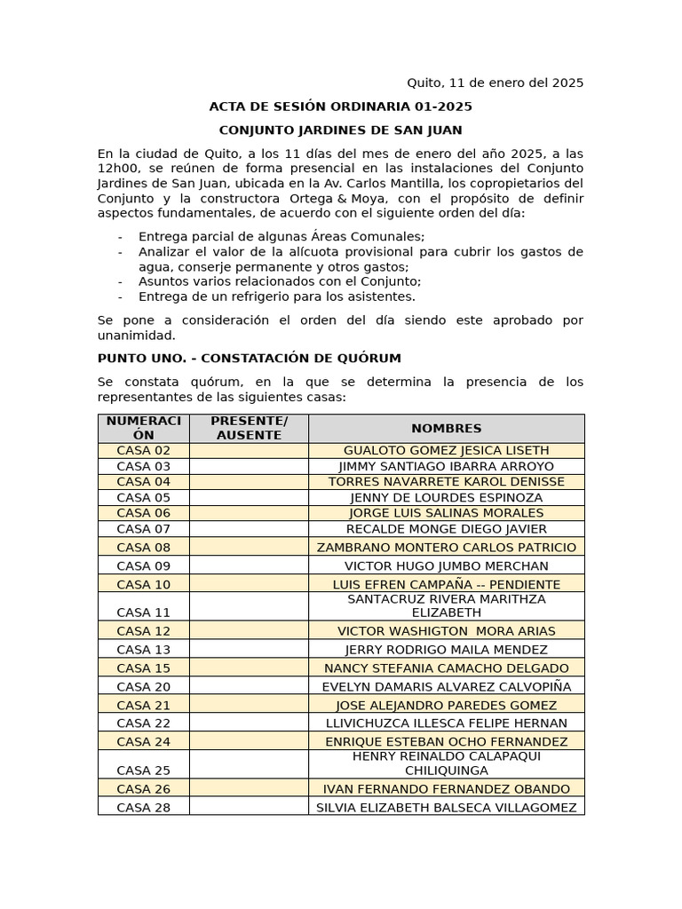 Acta 01-2025 Conjunto | PDF