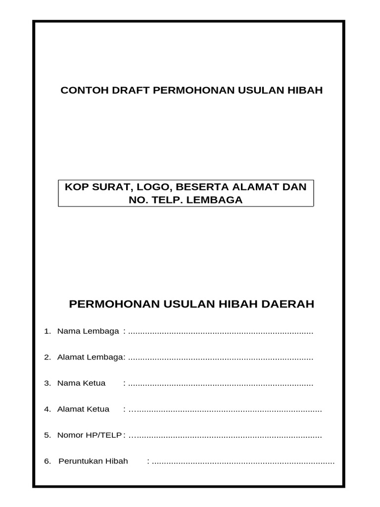 Contoh Proposal Usulan Hibah | PDF