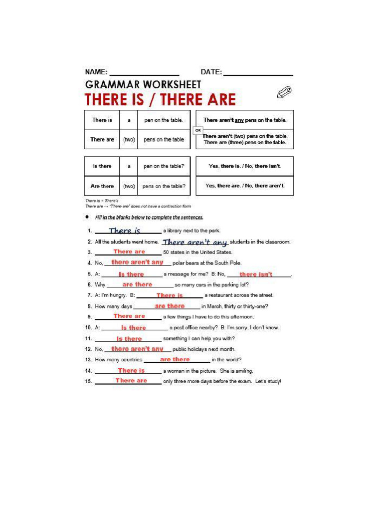Complete The Exercise With There Is or There Are | PDF