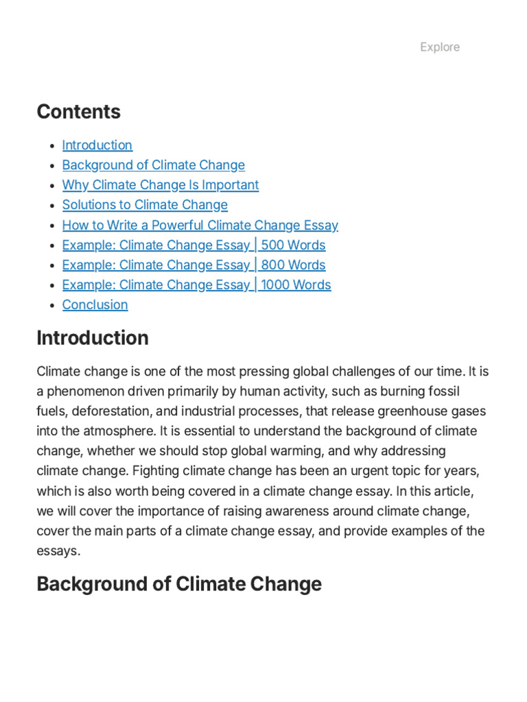Writing Effective Climate Change Essays | PDF | Climate Change ...