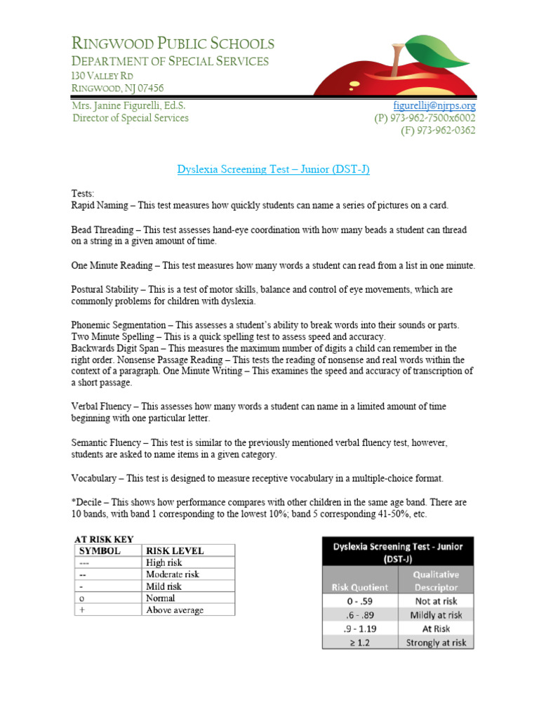 Dyslexia Screening Test - Junior Overview | PDF