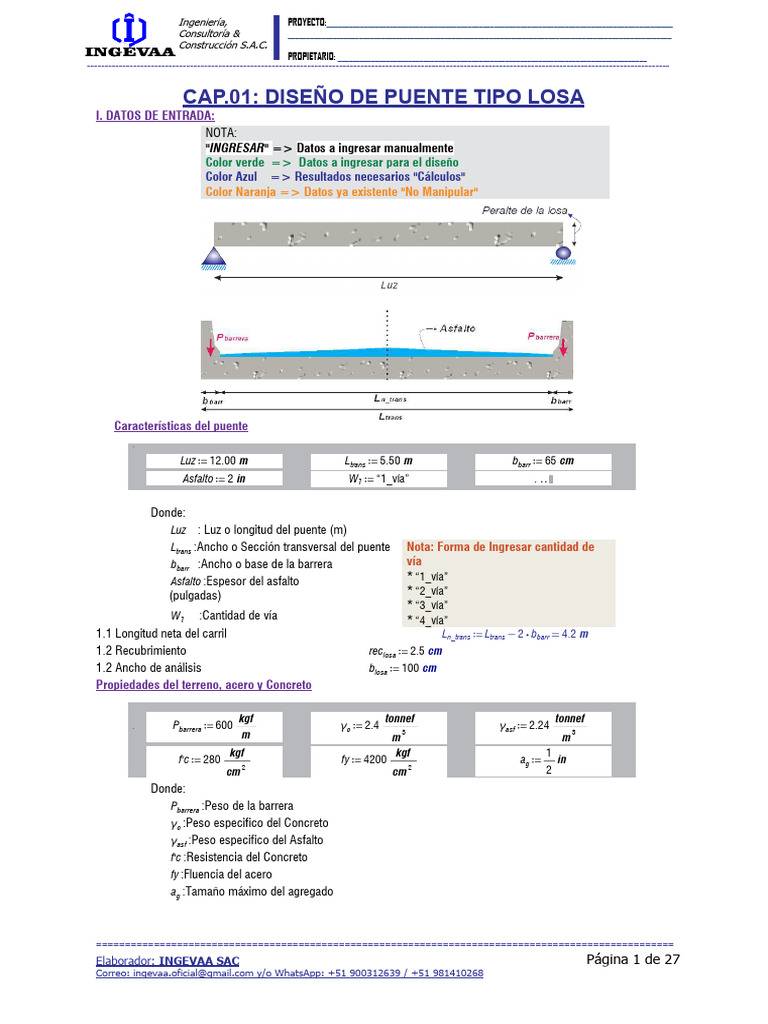 DISENO DE PUENTE TIPO LOSA L 12m EN MATH | PDF | Deformación (Mecánica ...