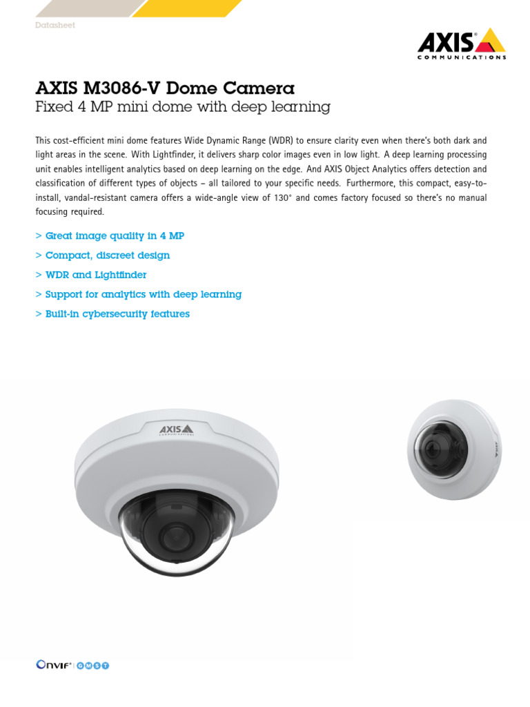 Datasheet Axis m3086 V Dome Camera en US 378407 | PDF | Internet Protocol Suite | Camera