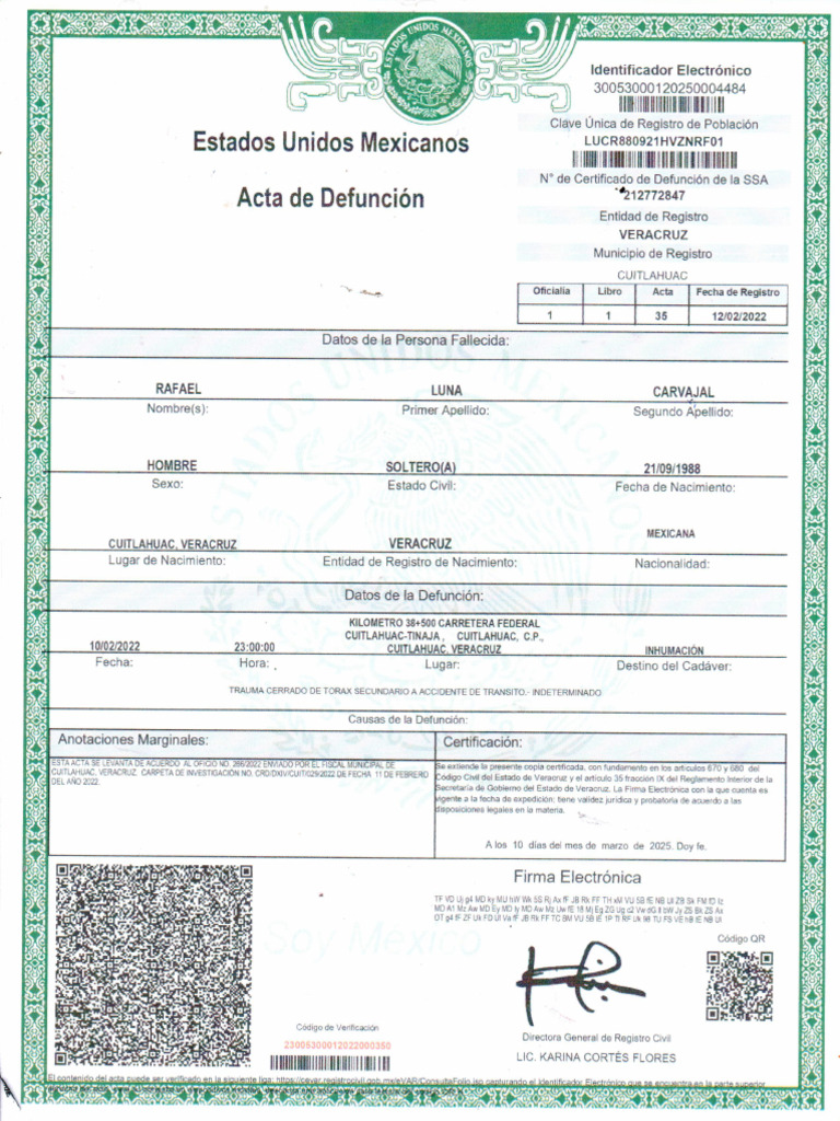 Acta de Defuncion | PDF