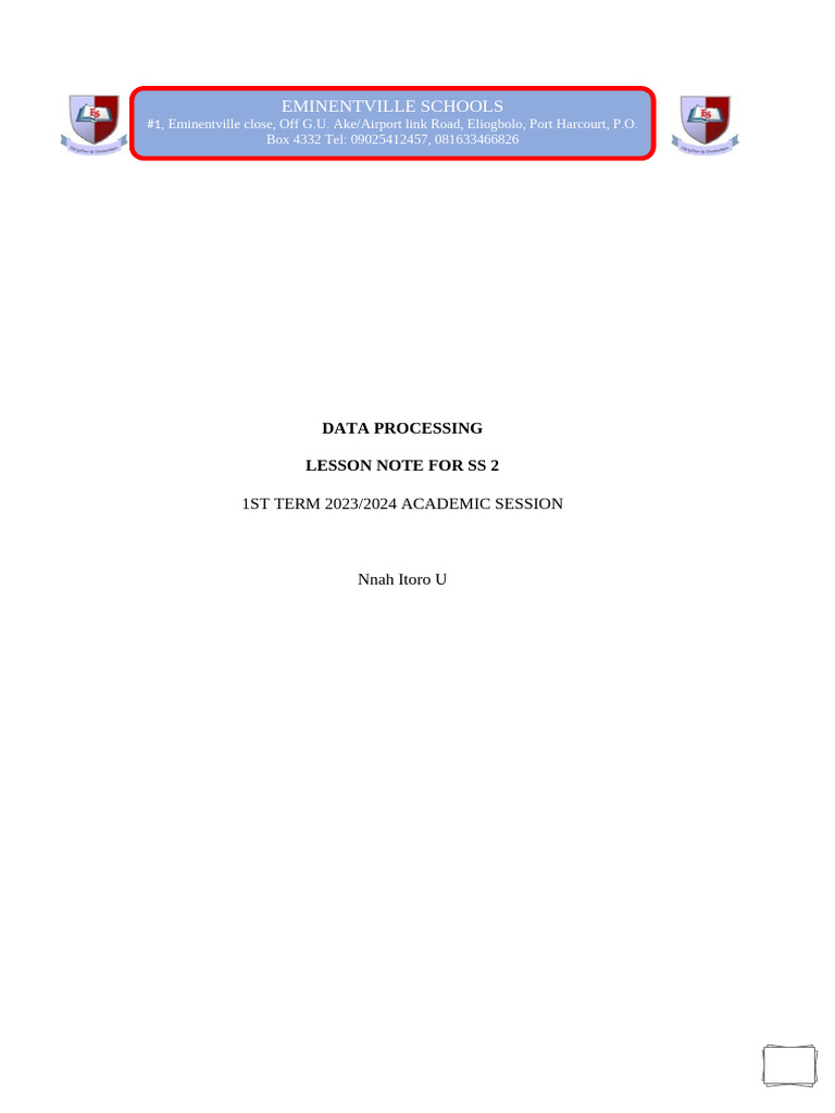 LEVEL 11 DATA PROCESSING_NOTE 2 | PDF | Relational Database | Databases