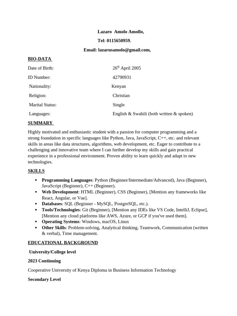 Lazaro Amolo Amollo | PDF