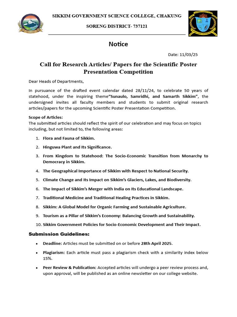 Sikkim Scientific Poster Competition 2025 | PDF | Natural Environment