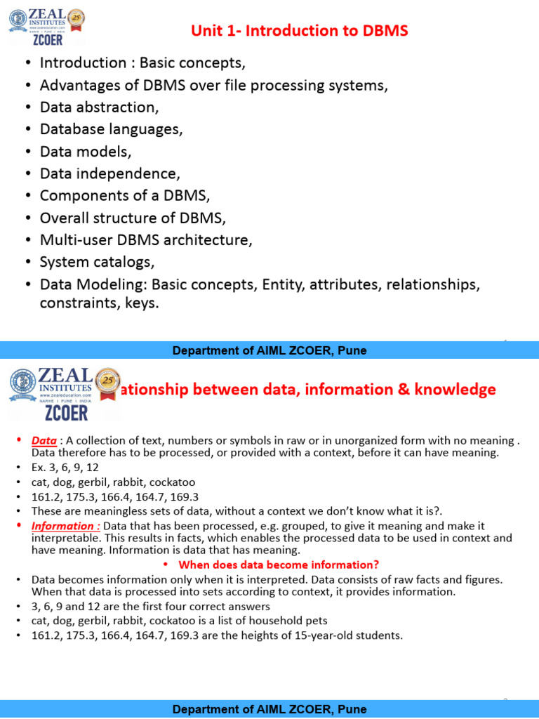 Dbms Unit-1 Presentation | PDF | Databases | Relational Database