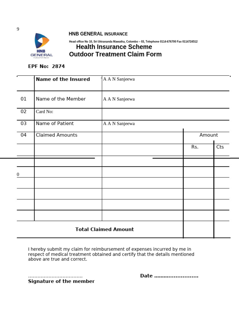 Outdoor Treatment Claim Submission | PDF